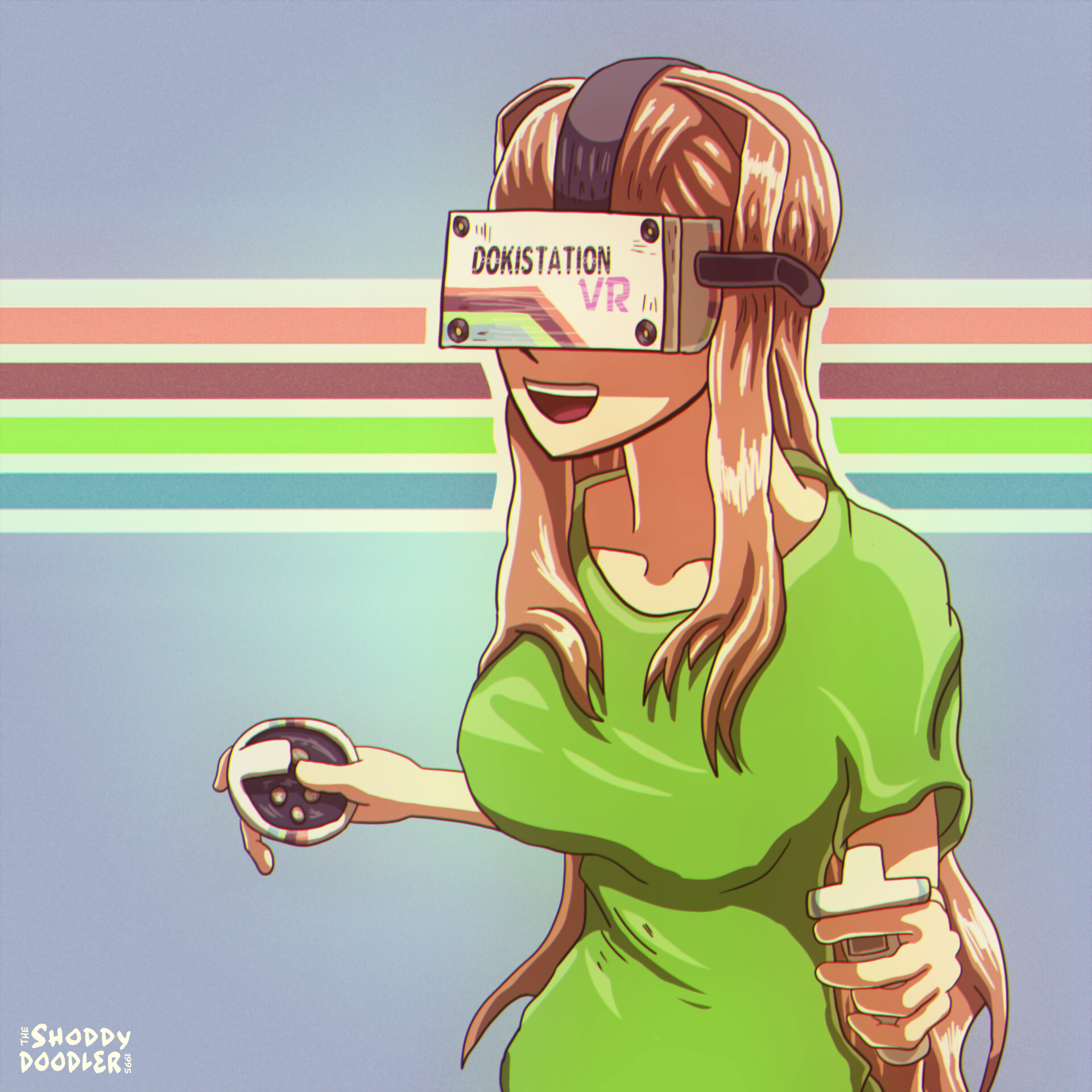 ArtStation - Monika got herself a VR headset.