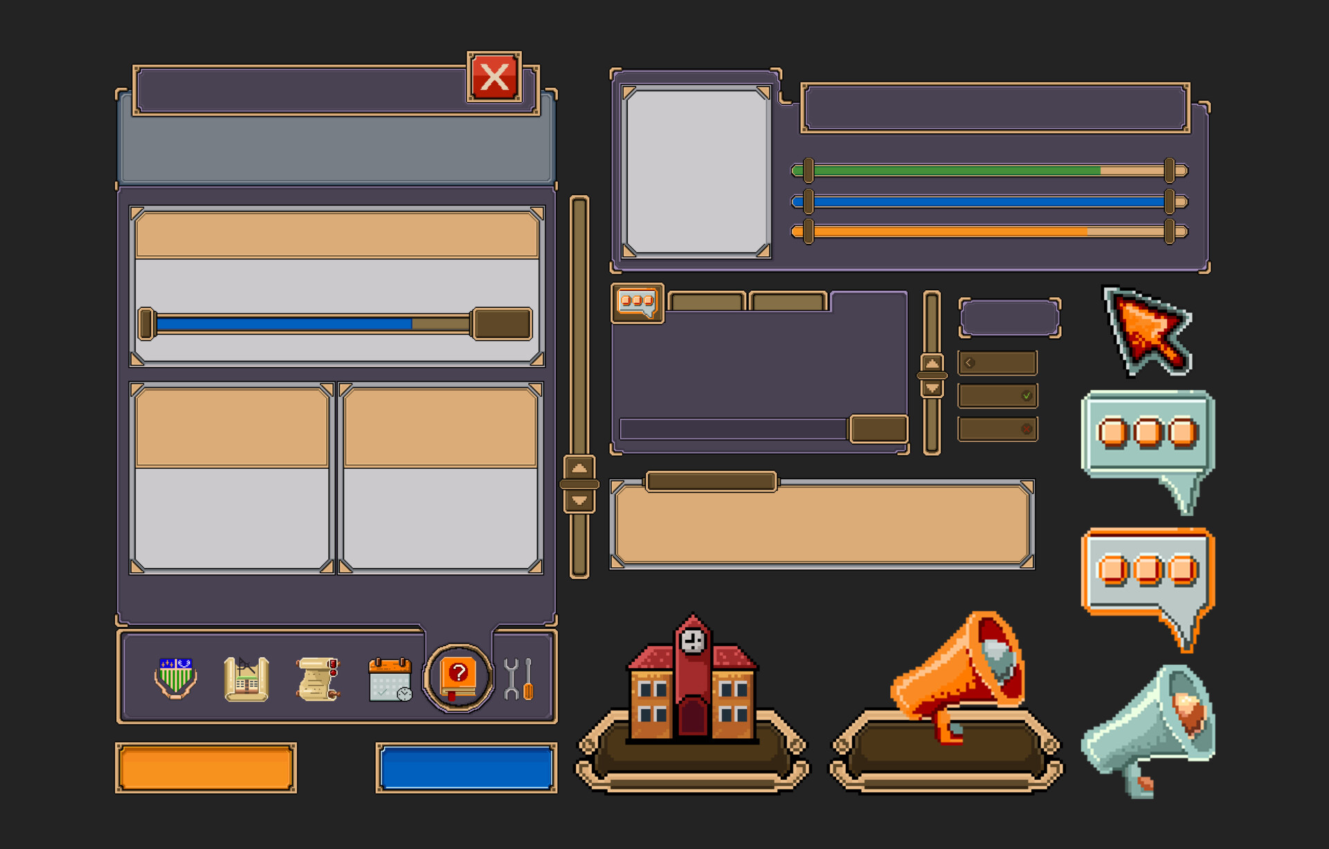 ArtStation - Pixel Art UI Screens, Elements and Icons for School themed ...