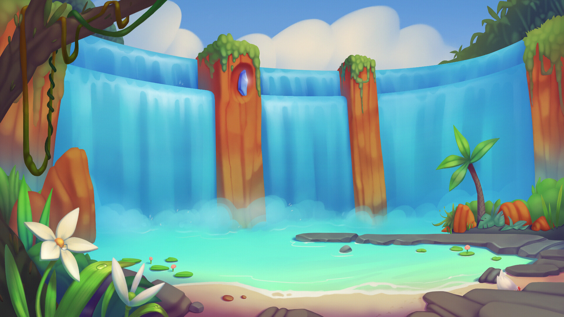 ArtStation - Tropical Falls and Hiding Hen