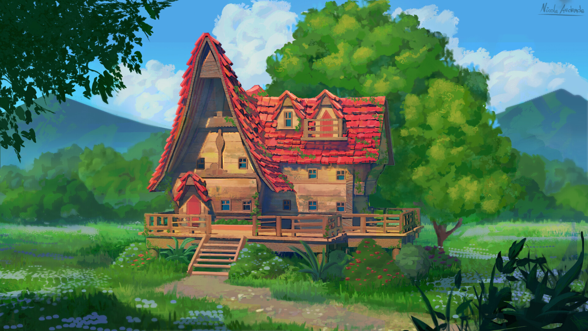 ArtStation - Red wood house