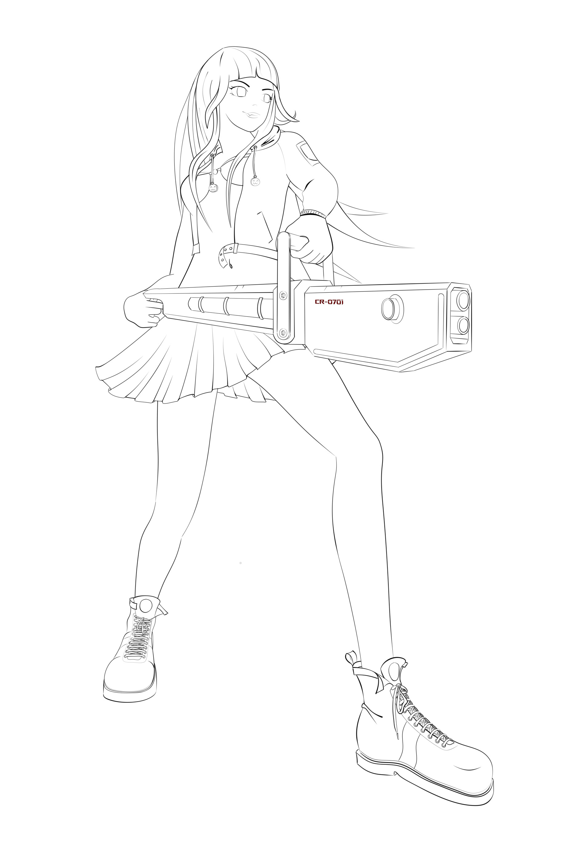 how to draw anime girl with gun