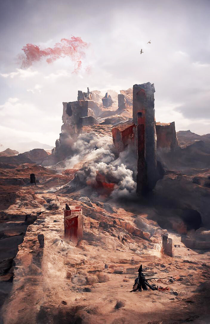 ArtStation - Ruins after fire