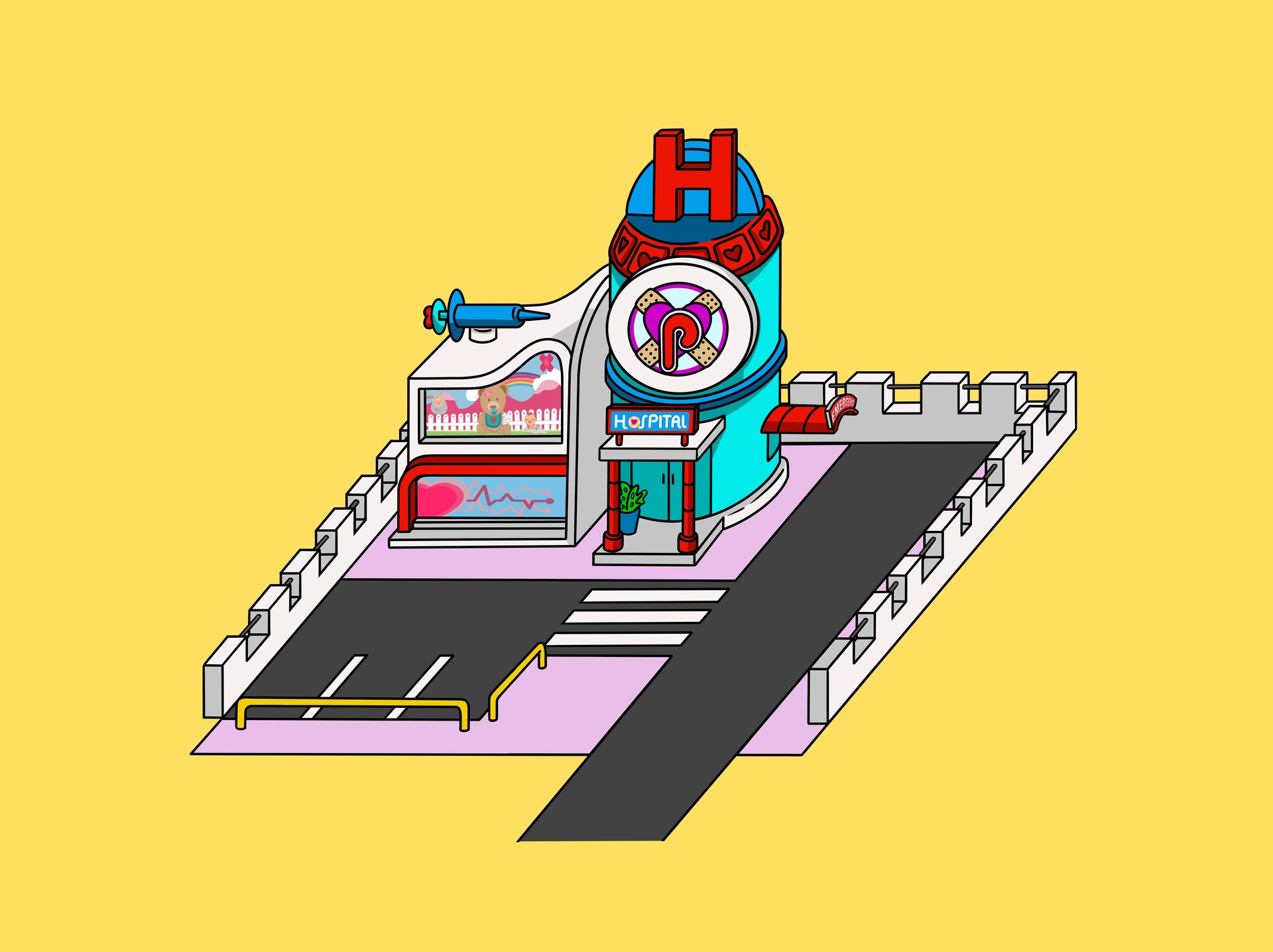 ArtStation - Pinypon Hospital 2D isometric view (prop)