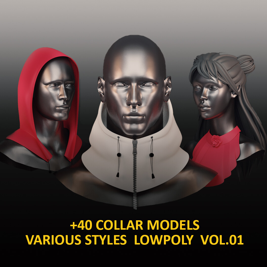 ArtStation - +40 COLLAR MODELS_VARIOUS STYLES_LOWPOLY (VOL.01)