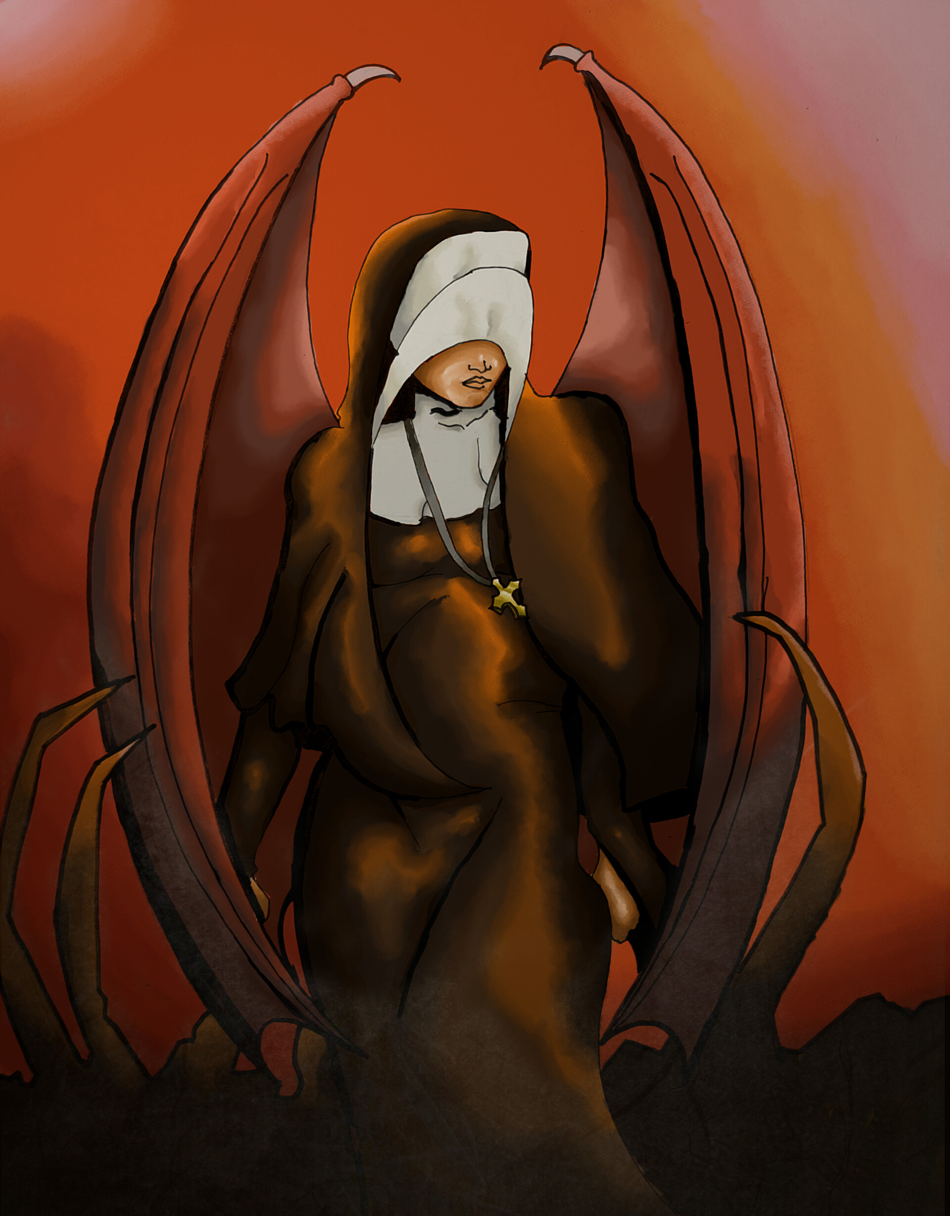 ArtStation - Demon nun color study