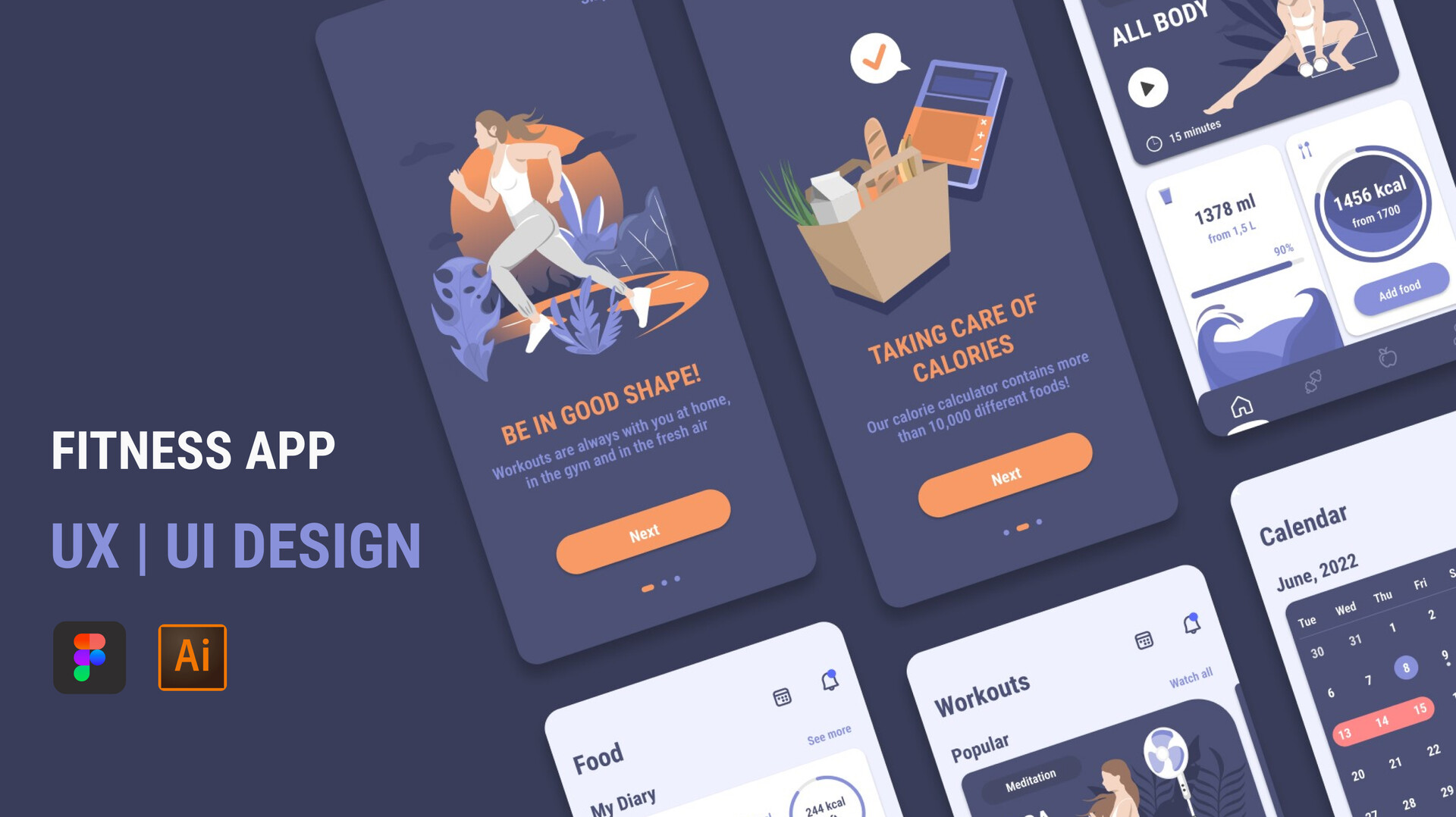 ArtStation - Fitness app UI / UX design and illustations