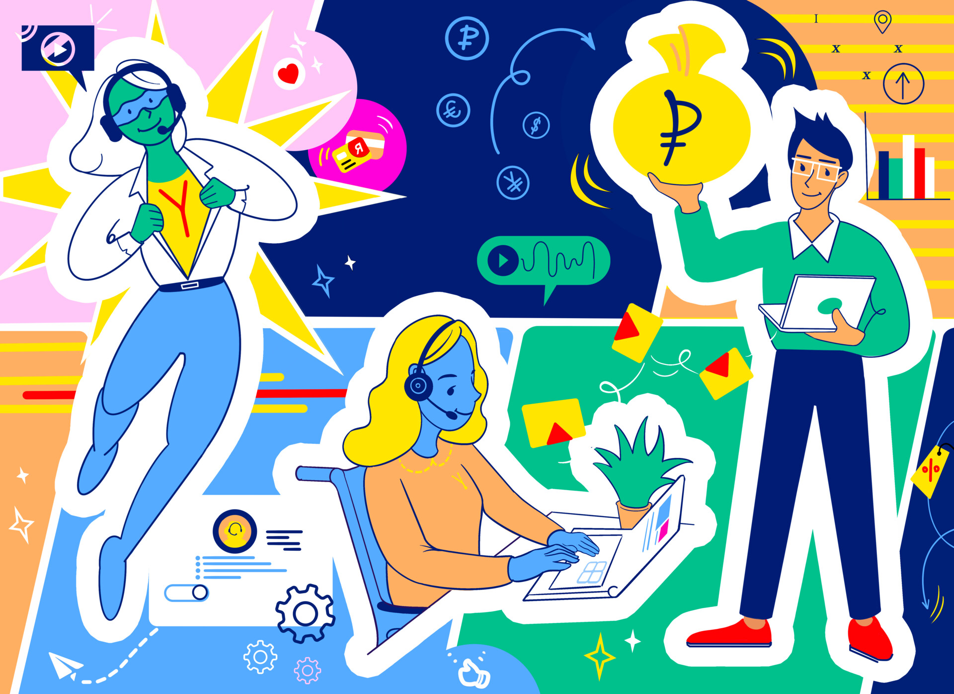 ArtStation - Illustration with customer support staff