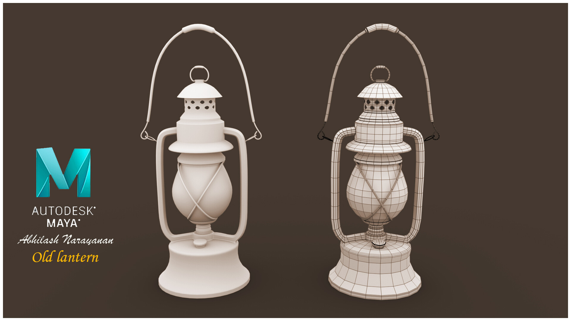 ArtStation - old lantern Ambient occlusion & Wireframe