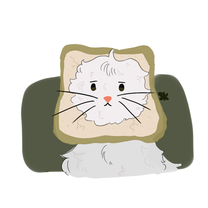 ArtStation - gatito con pan en la cabeza, todo bonito todo tierno