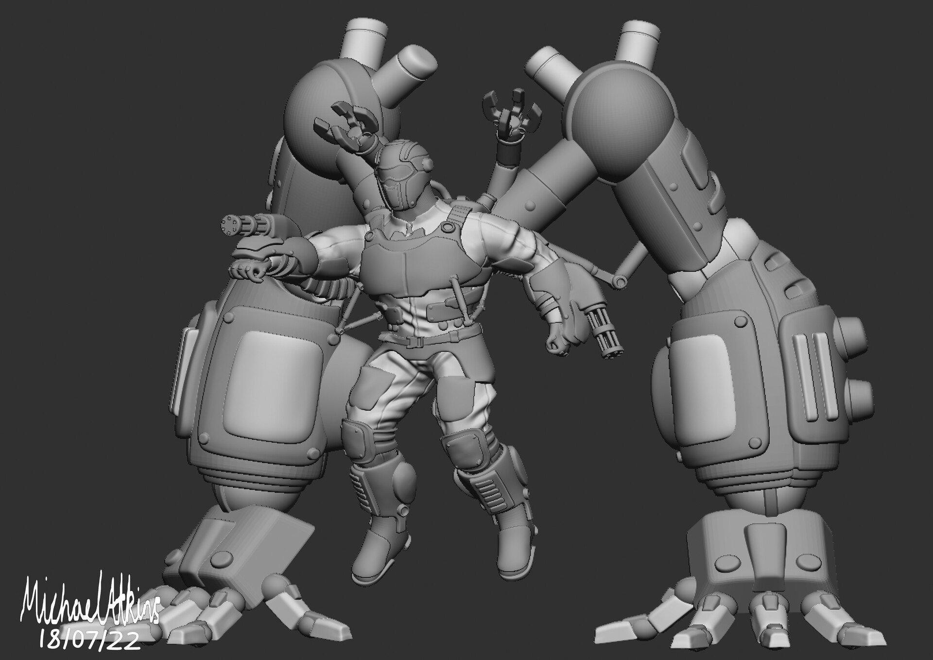 ArtStation - Michael Atkins 3D Futuristic Mech Suit AO