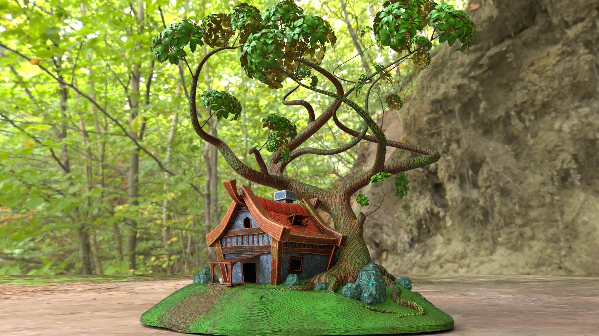 ArtStation - House under a tree