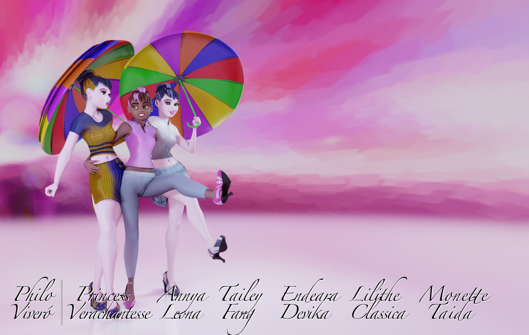 Philo Vivero - Neopolitan, Three Ladies Two Umbrellas, Evolution Mid 2020