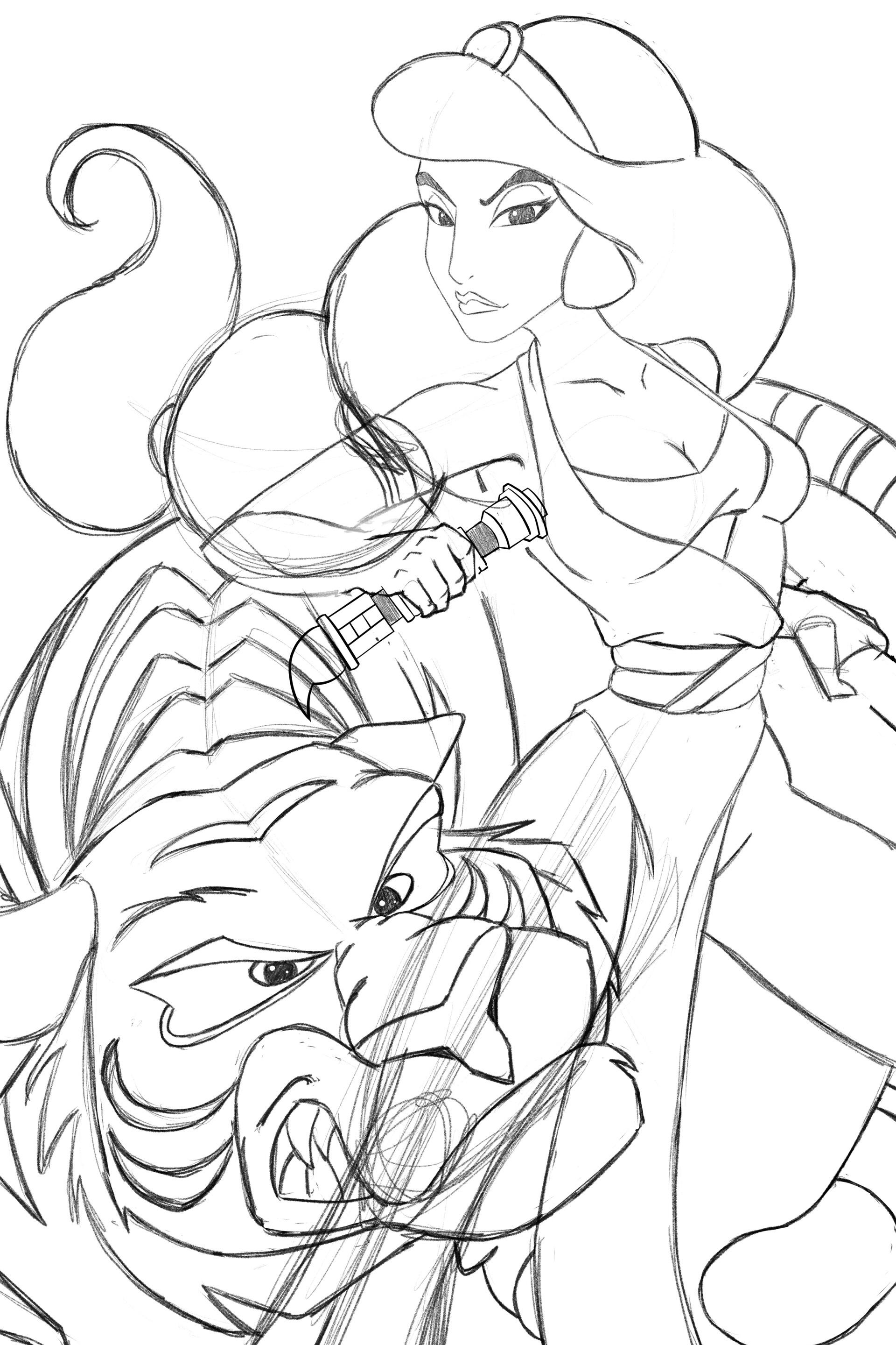 disney jasmine and rajah coloring pages