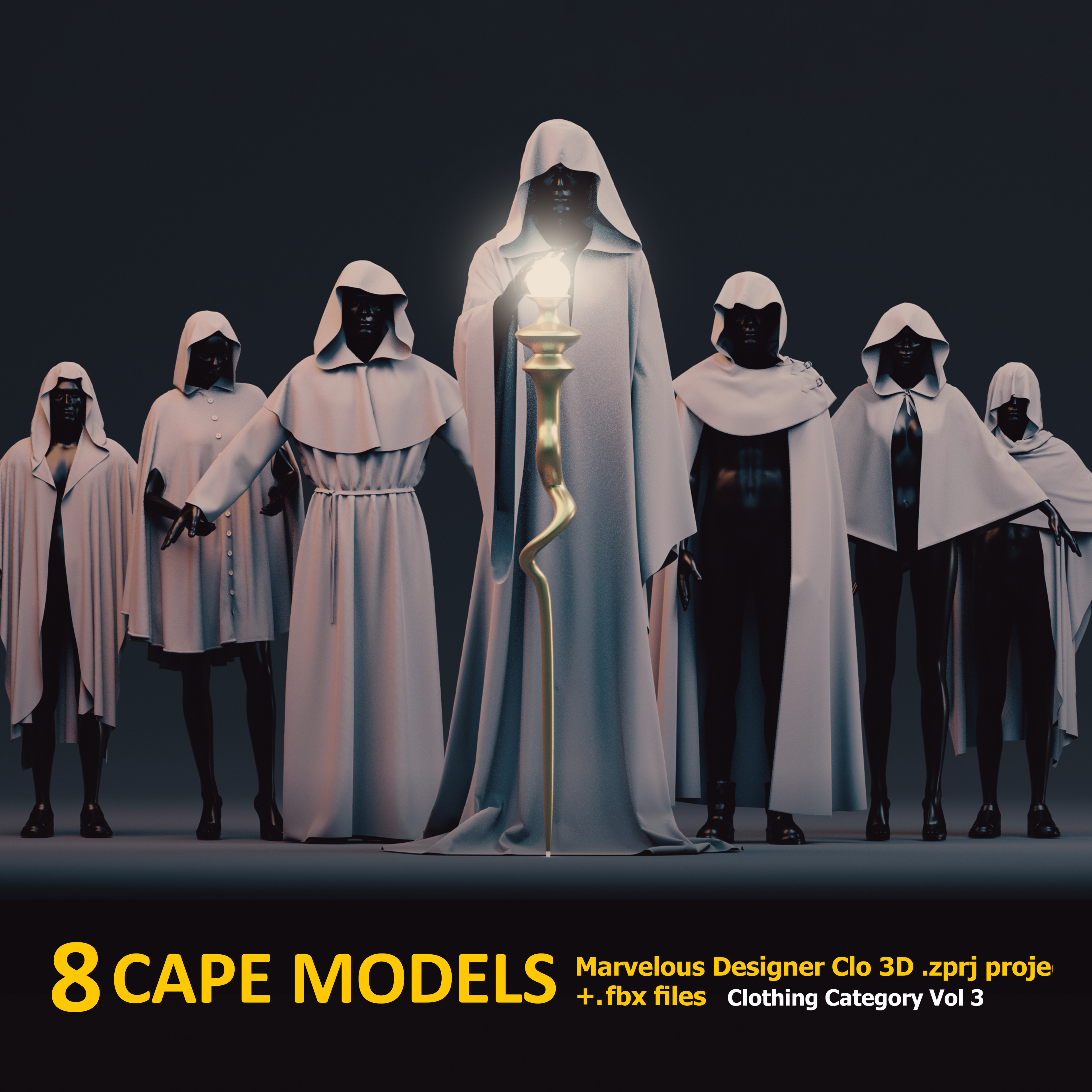 RaRa - 8 Cape MODELS for female and male / Marvelous Designer / CLO3D