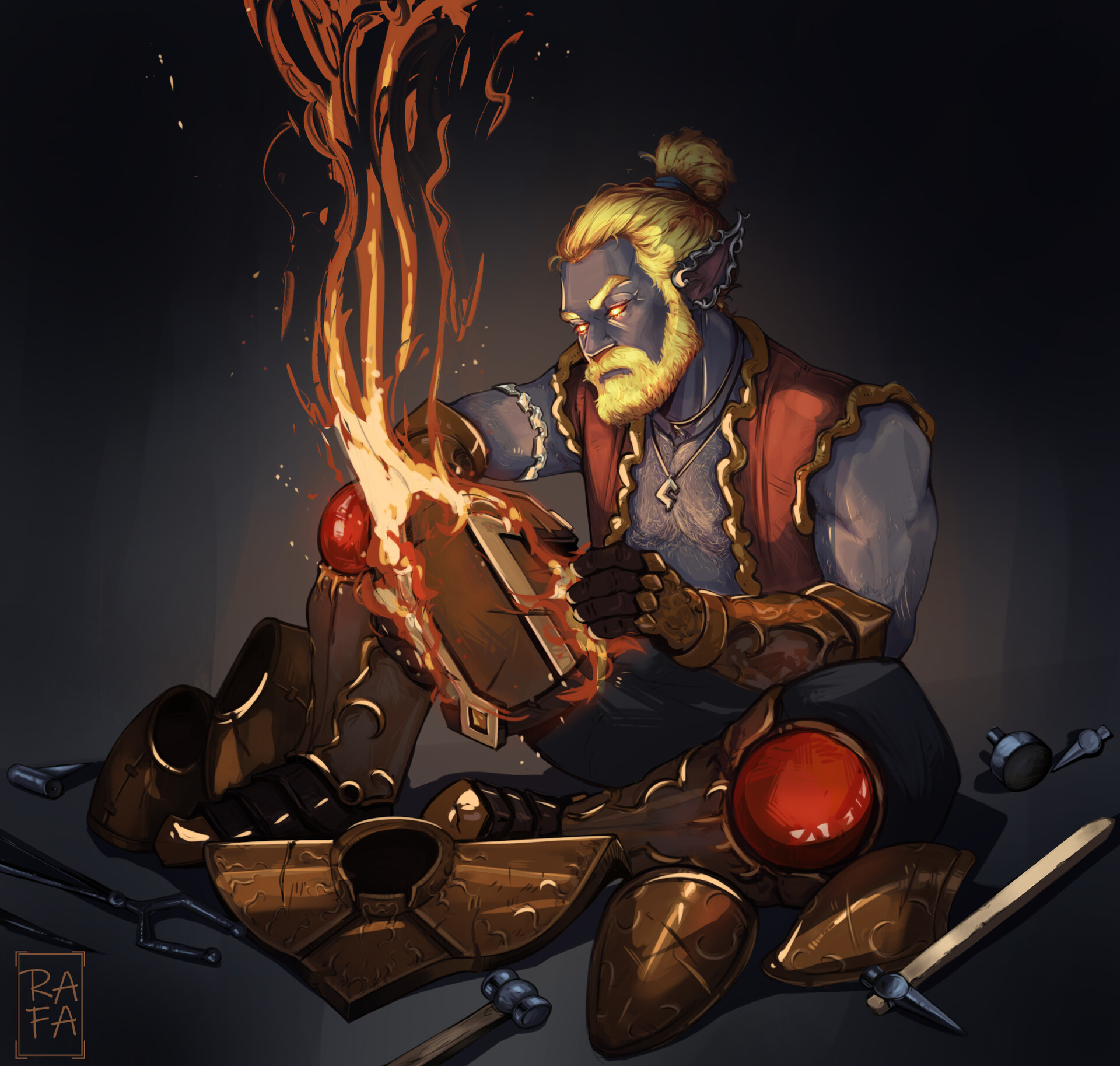 ArtStation - Fang (Ash Flame Genasi Artificer)
