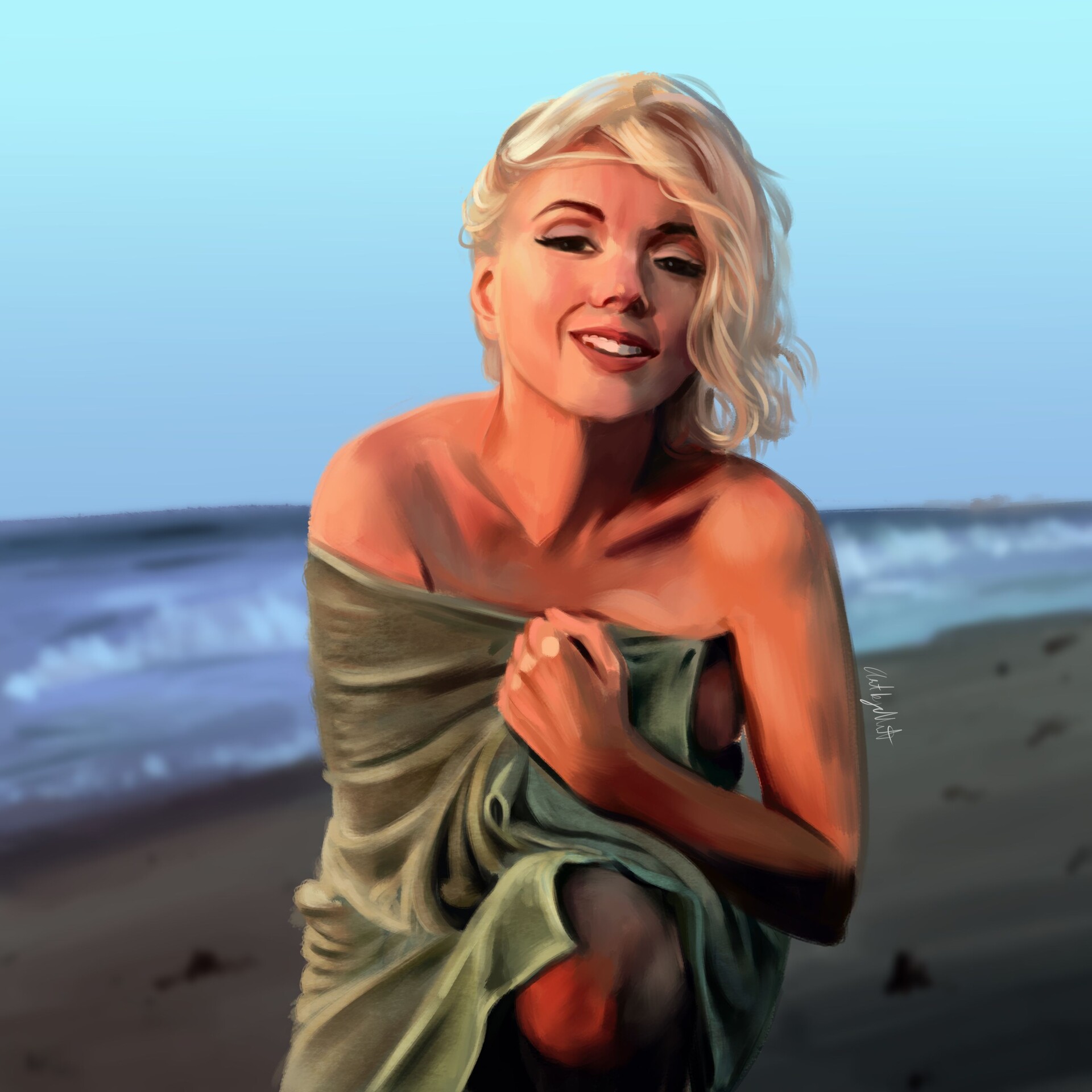 ArtStation - Photo Study- Marilyn Monroe at the beach