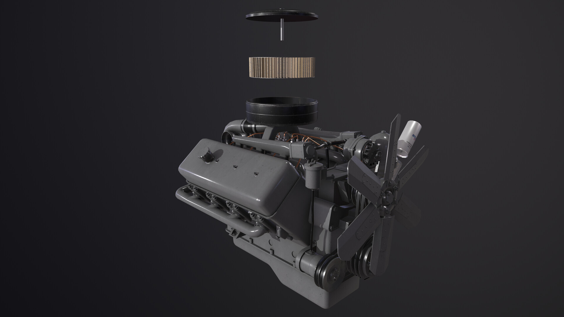 ArtStation - V-shaped diesel engine