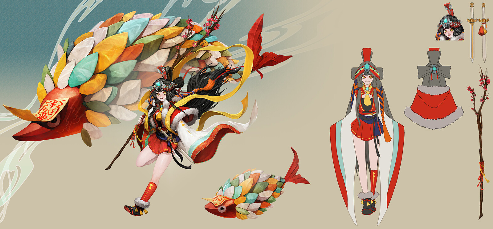 jin jurin - .召喚師.Summoner paper koi concept