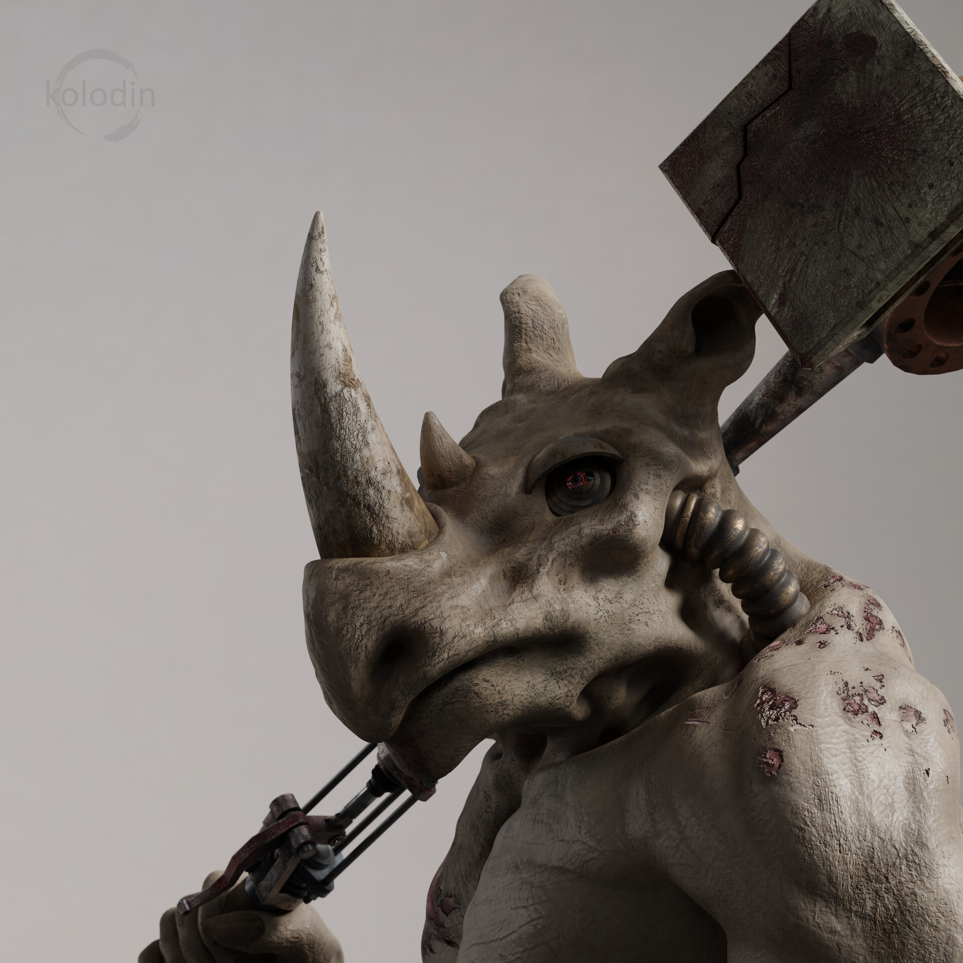 ArtStation - Anthropomorphic rhino warrior
