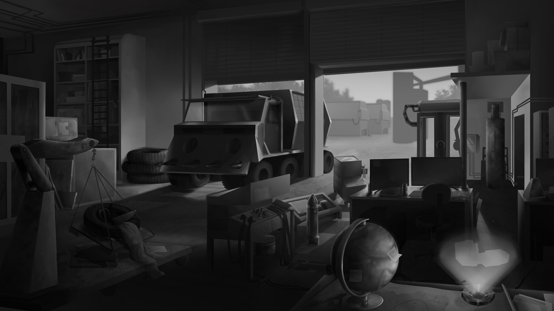 ArtStation - military garage concept