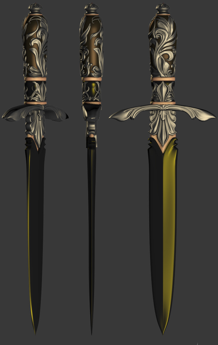 ArtStation - Dagger with leaf-shaped decoration