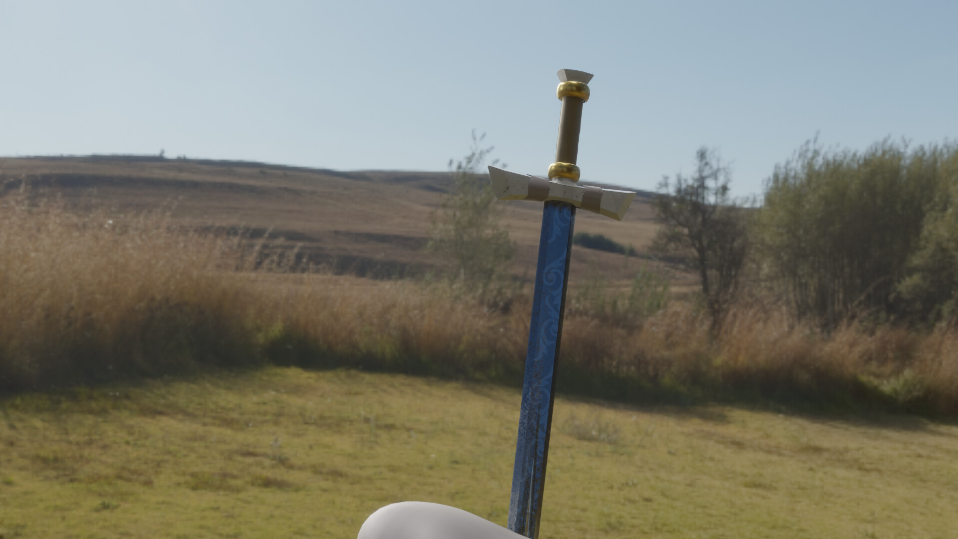 ArtStation - Elven sword with marble hilt and golden rings.