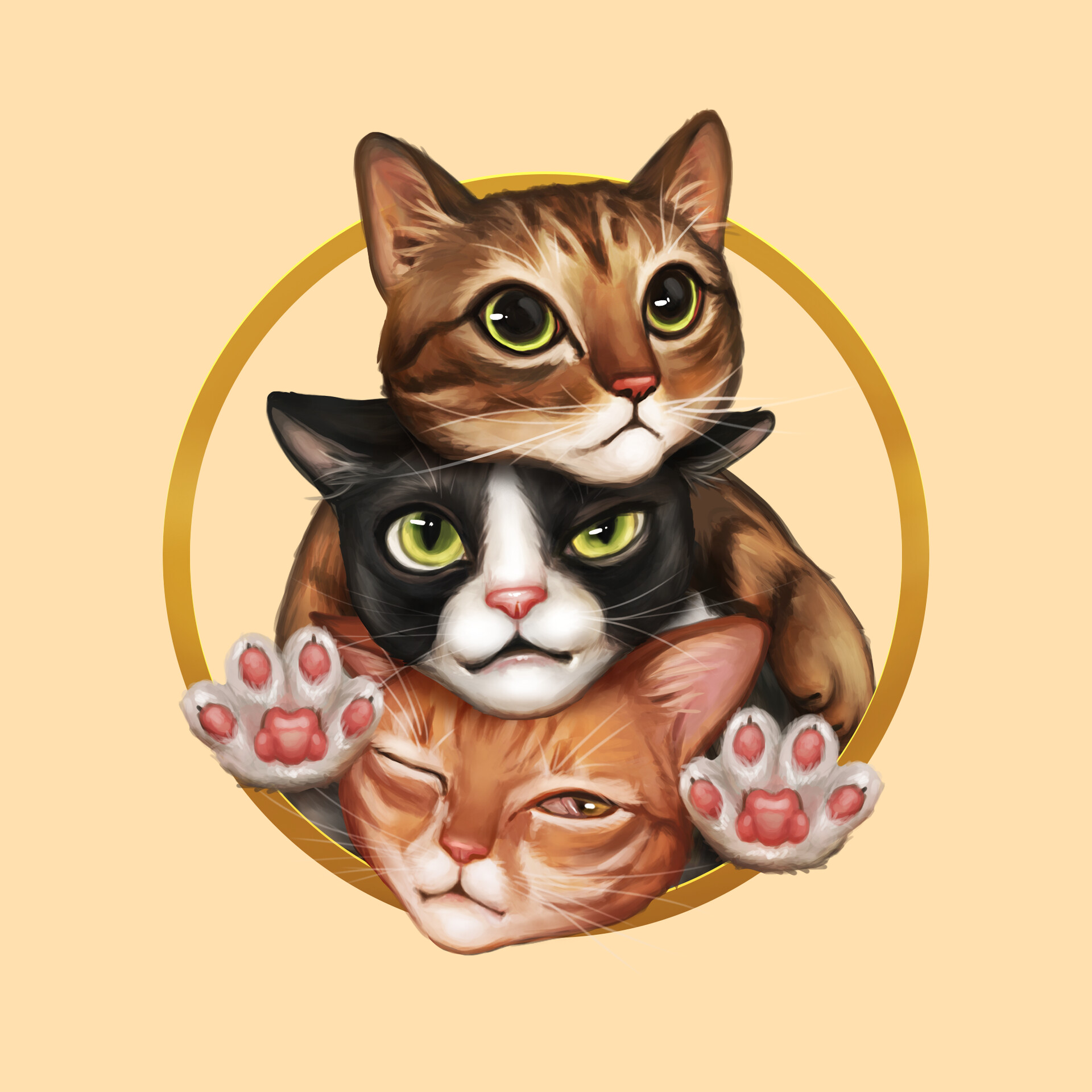 ArtStation - [Commission] 3 Cats