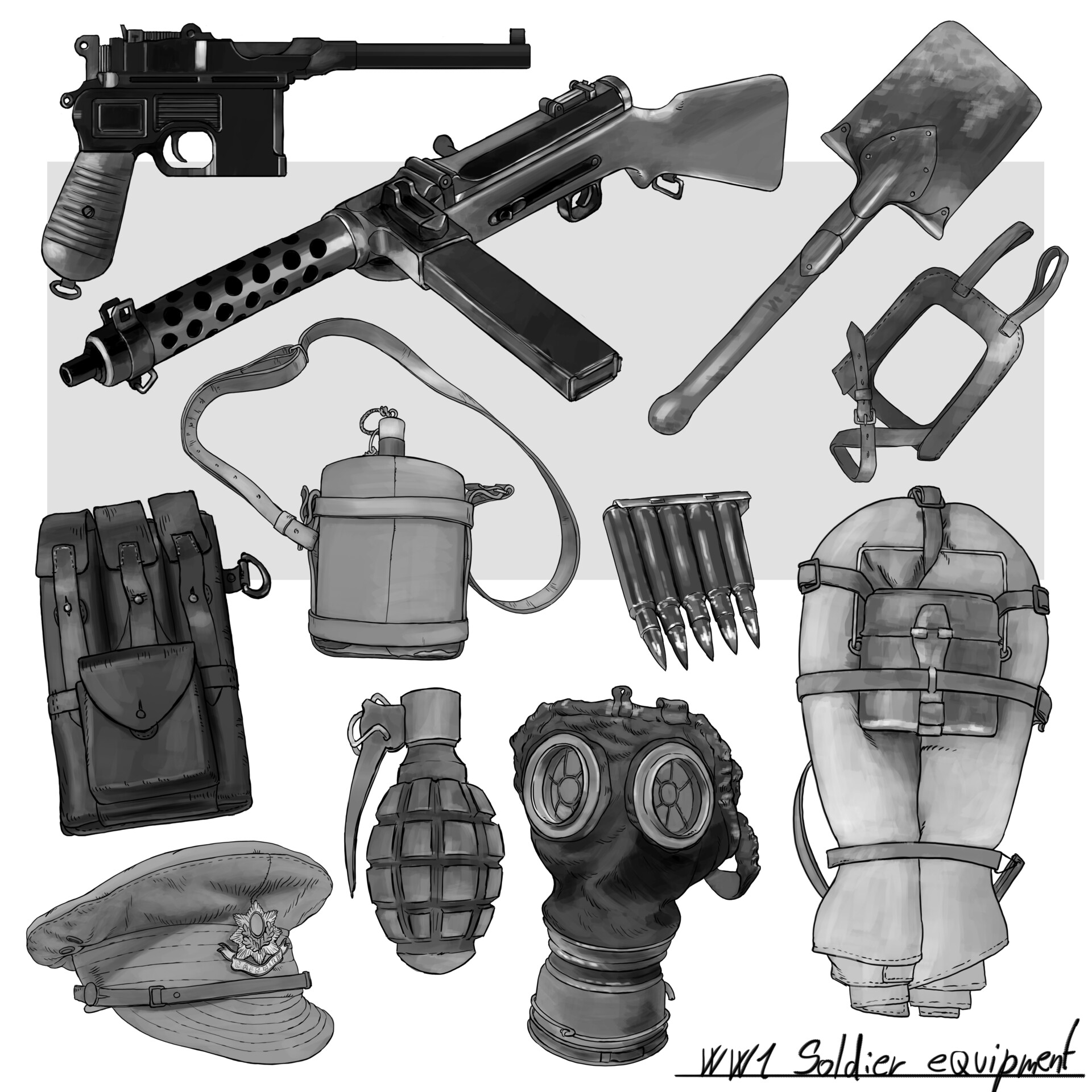 ArtStation - WW1 Soldier Equipment