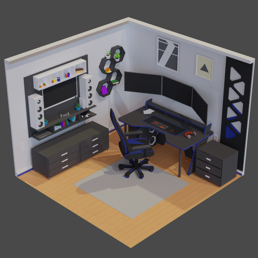 ArtStation - Low Poly Gaming Room