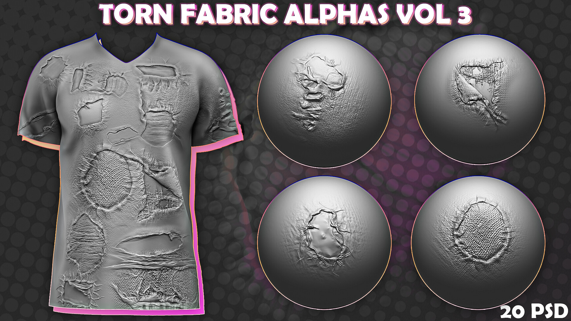 VK GameDev - Torn Fabric Alphas vol. 3 for ZBrush