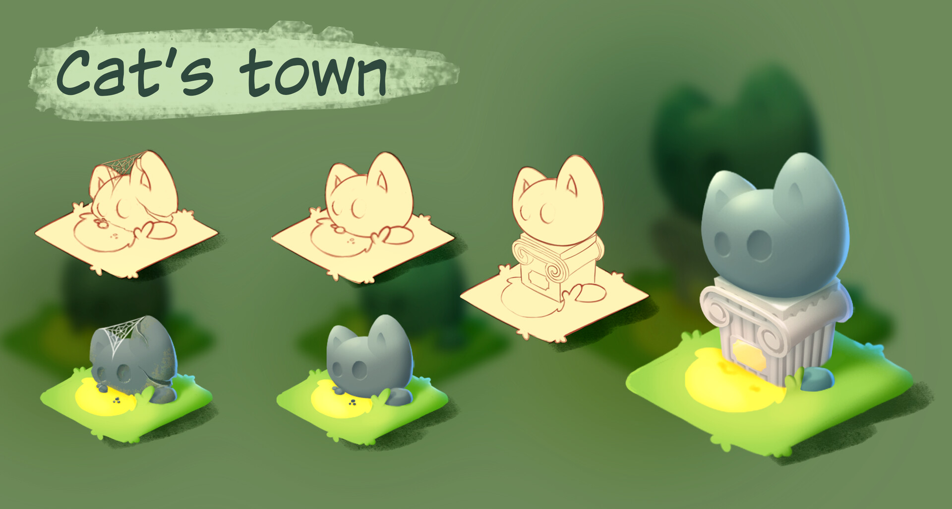 ArtStation - Cat's town stone