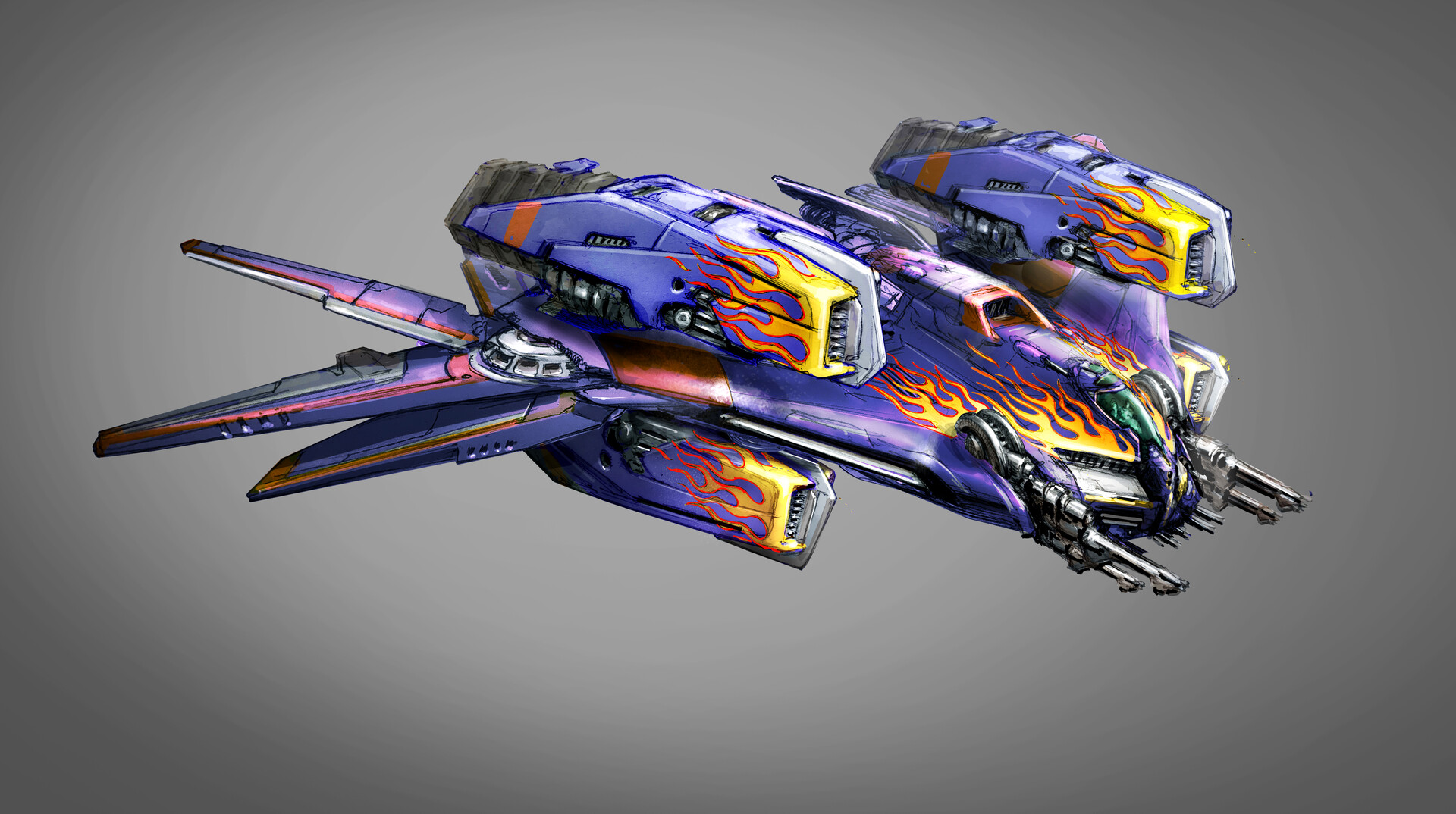 Simon Murton - THOR - Love & Thunder - Kraiglin's Ship with Flames