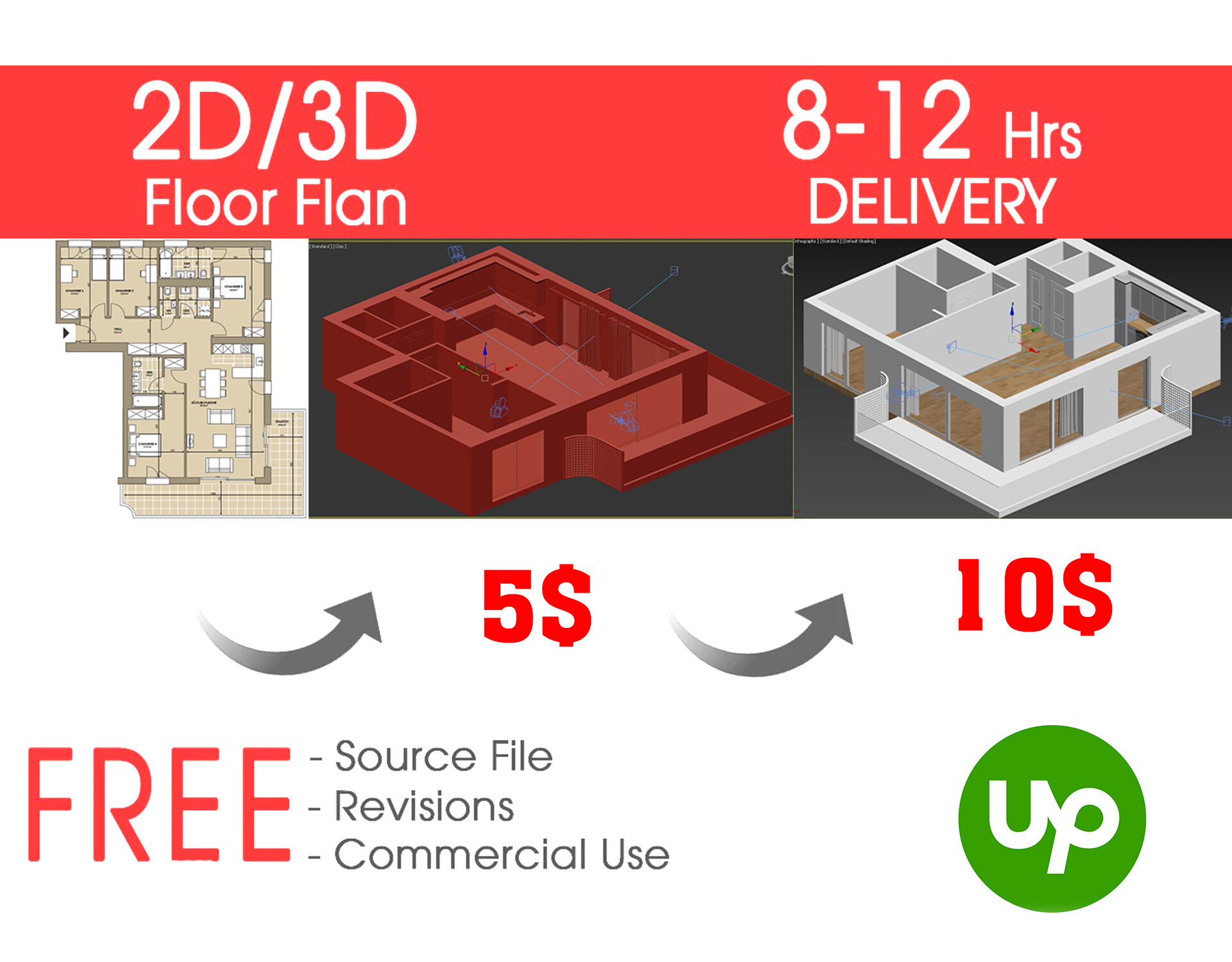 ArtStation - I will convert 2d to 3d floor plan 5$