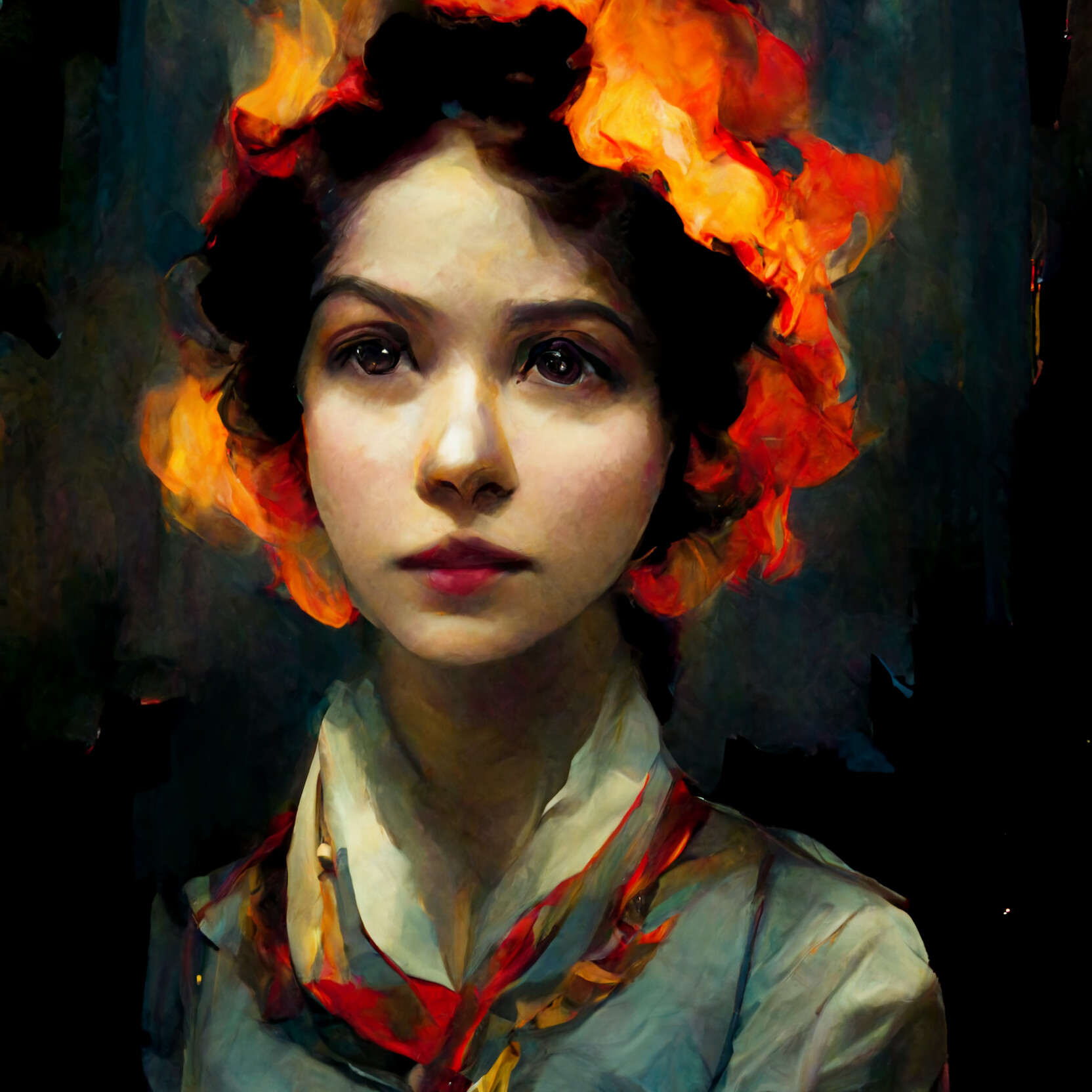 ArtStation - The girl with a head of fire