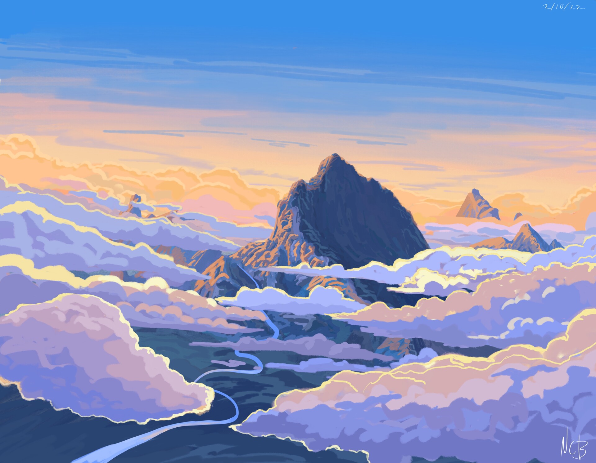 ArtStation - Cloudy Mountain