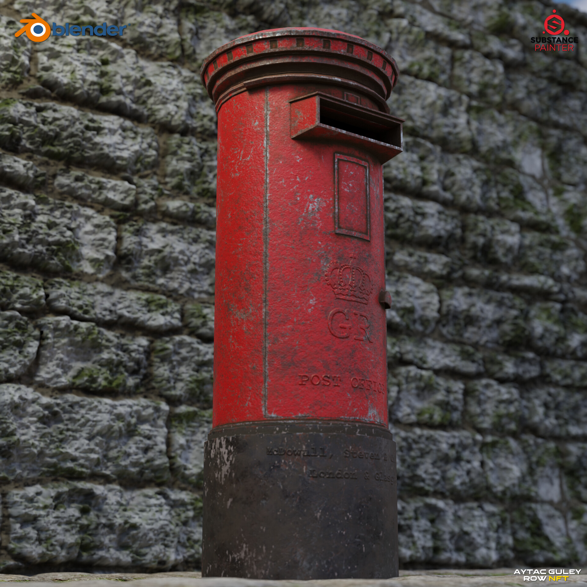 ArtStation - Low Poly Red Post Box 3D Model