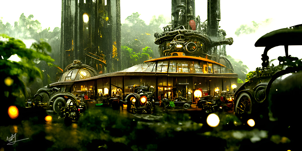 ArtStation - Forest Steampunk Landscapes 005 - AI Art