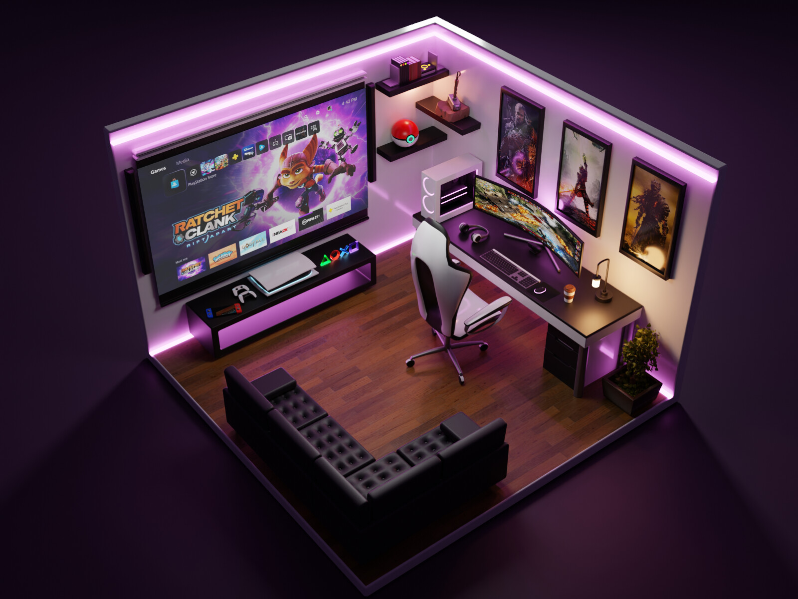 Guilherme Tonini - Gaming Room 3D Model
