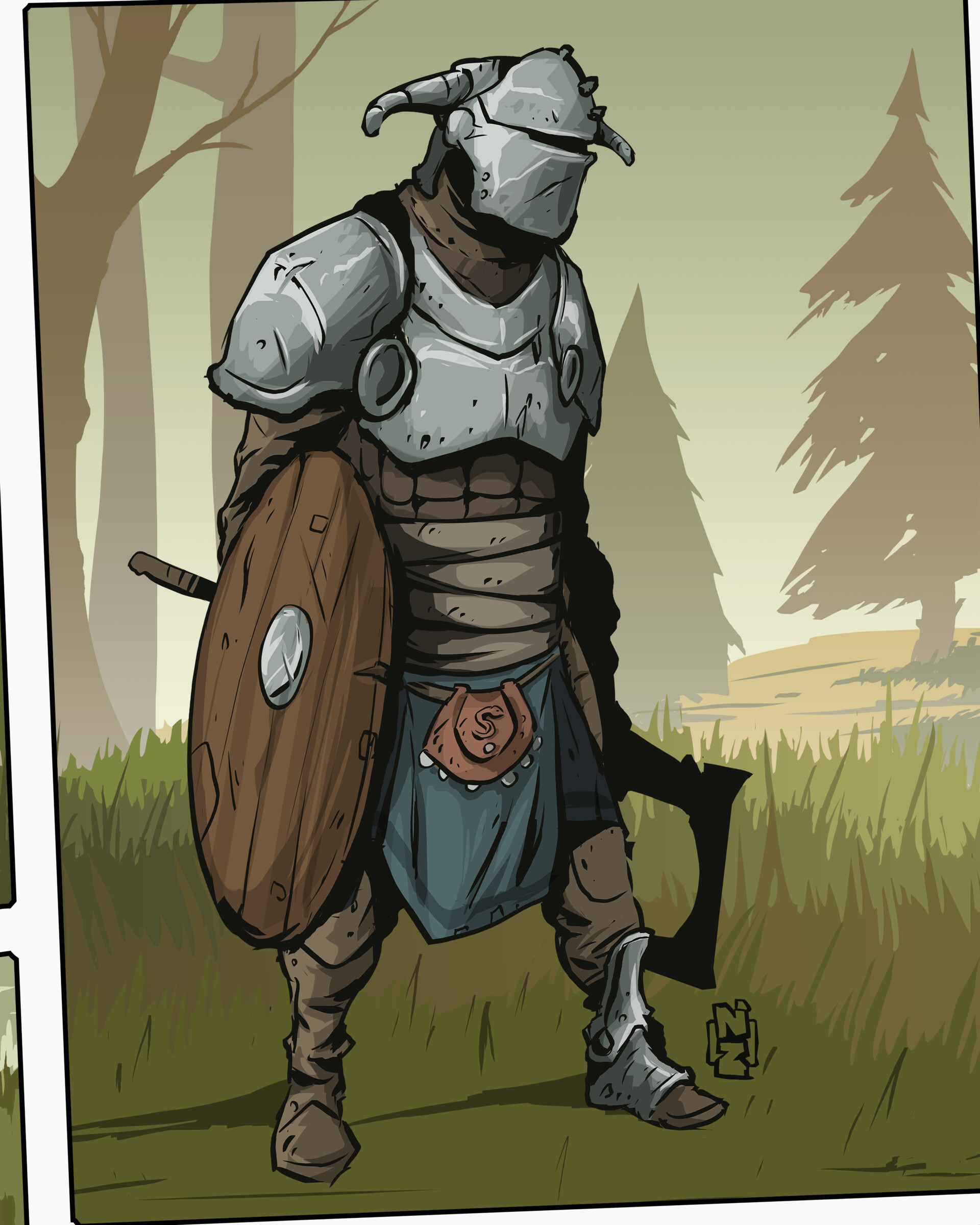 ArtStation - Barbarian in a light forest