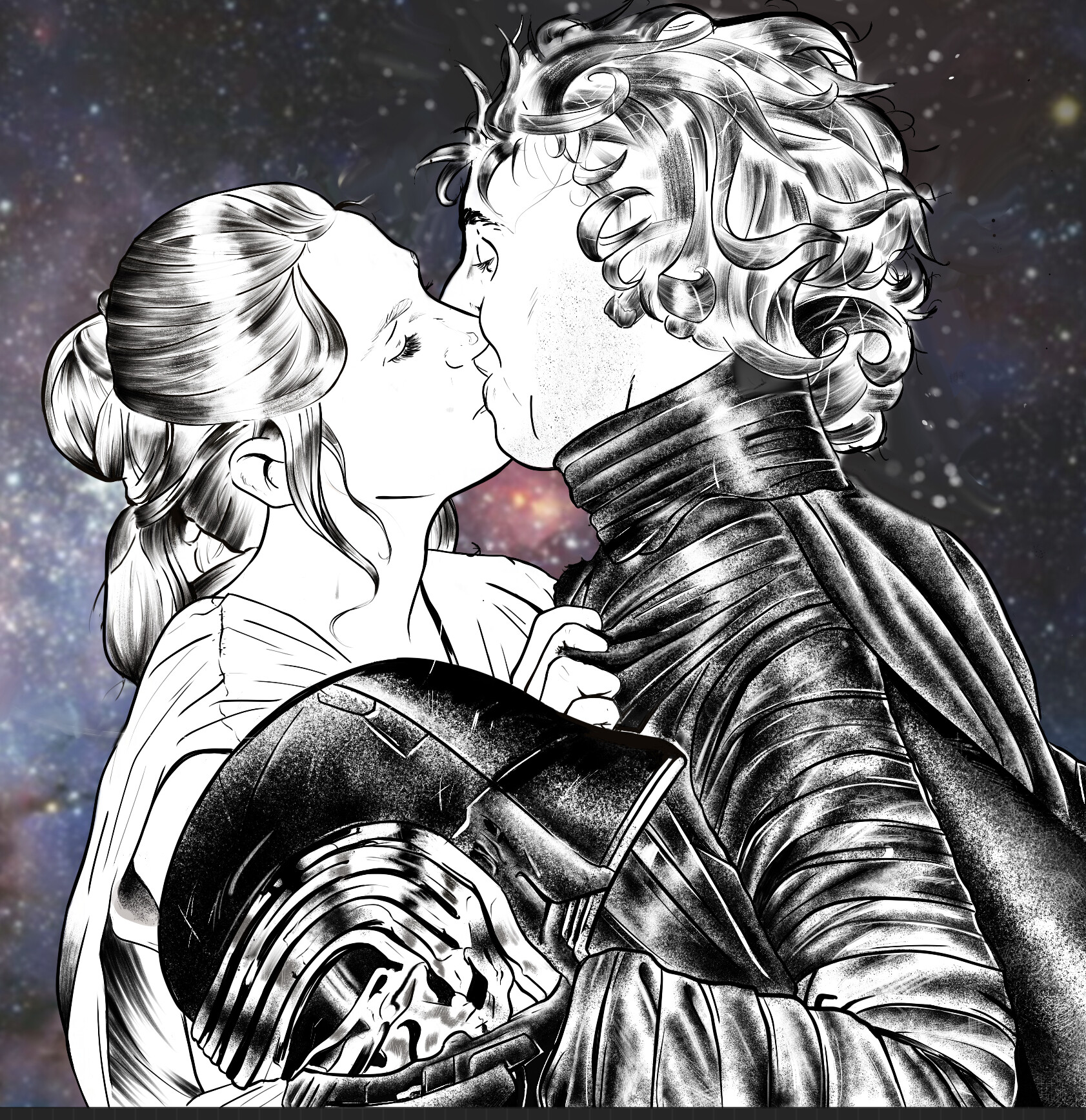 Artstation Kylo Ren Rey Kiss Cosplay Art