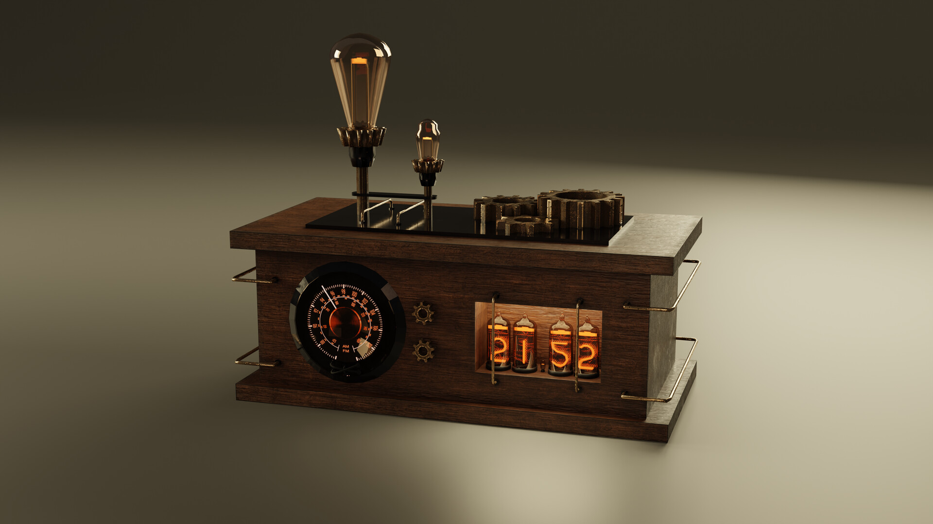 ArtStation - Steampunk Nixie Clock with FM Radio.
