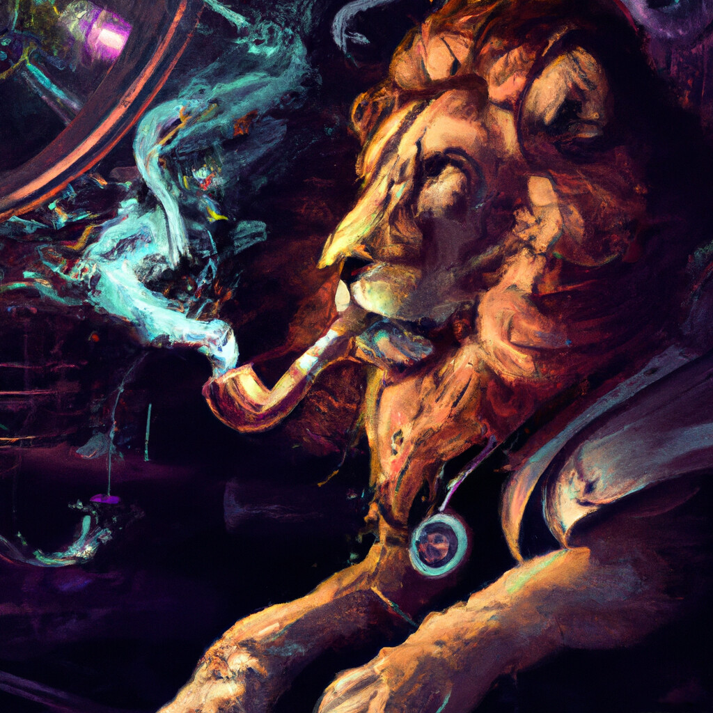 ArtStation - Lion smoking Pipe in a Spaceship