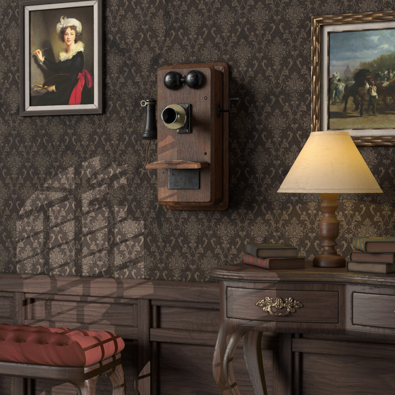 ArtStation - Telefone antigo e cenário dos anos 1900