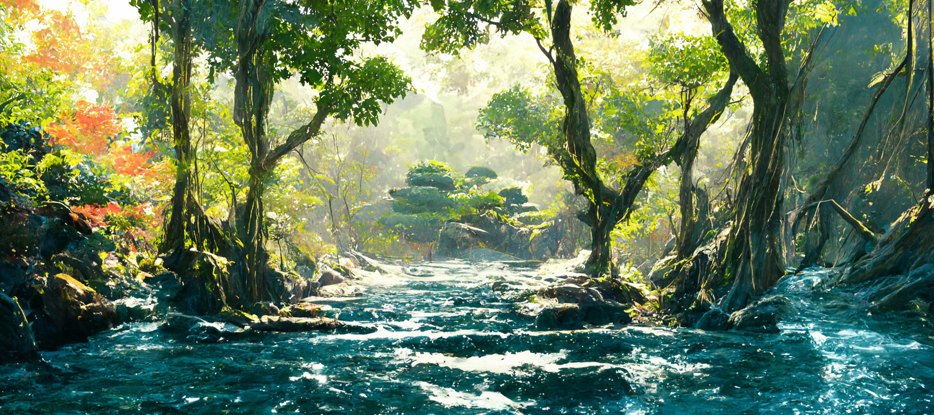 ZC - MidJourney AI Experiment - Raining Forest