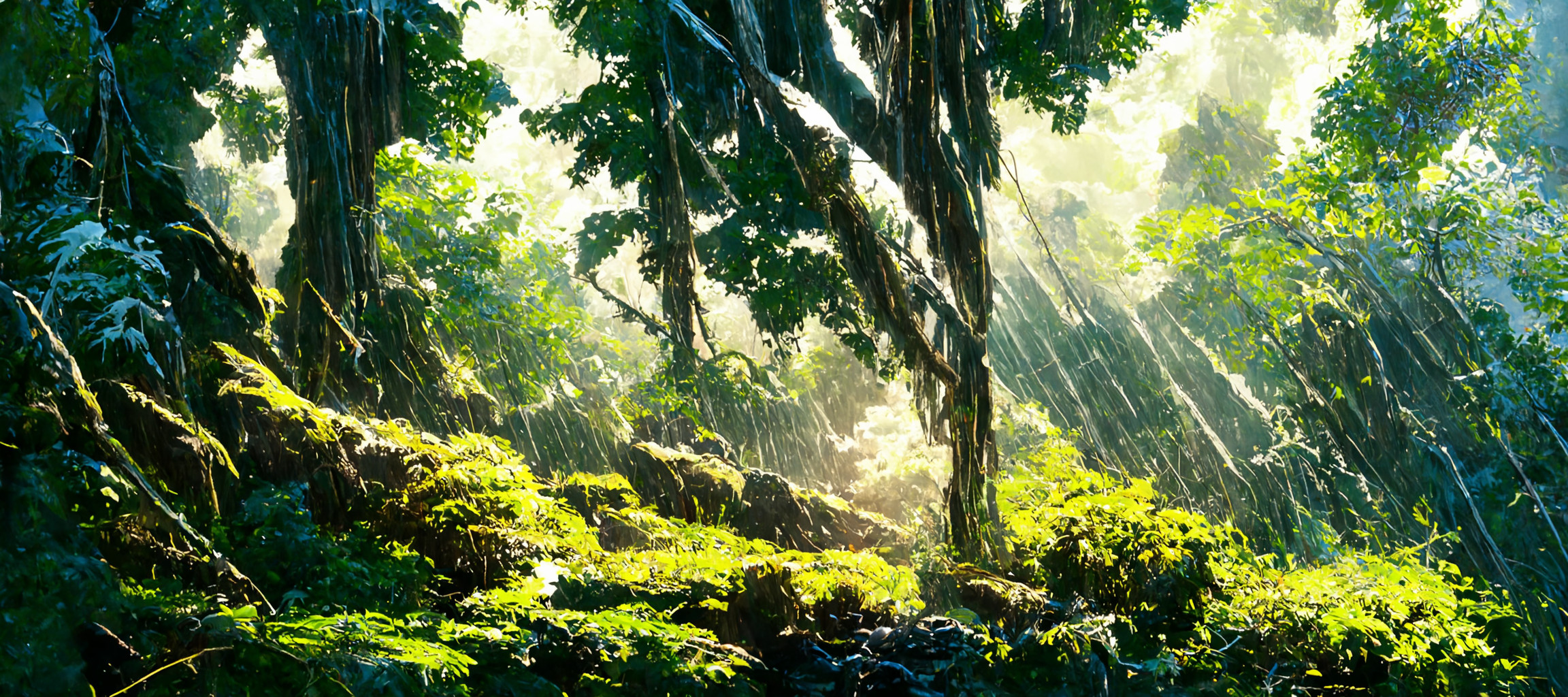 ZC - MidJourney AI Experiment - Raining Forest