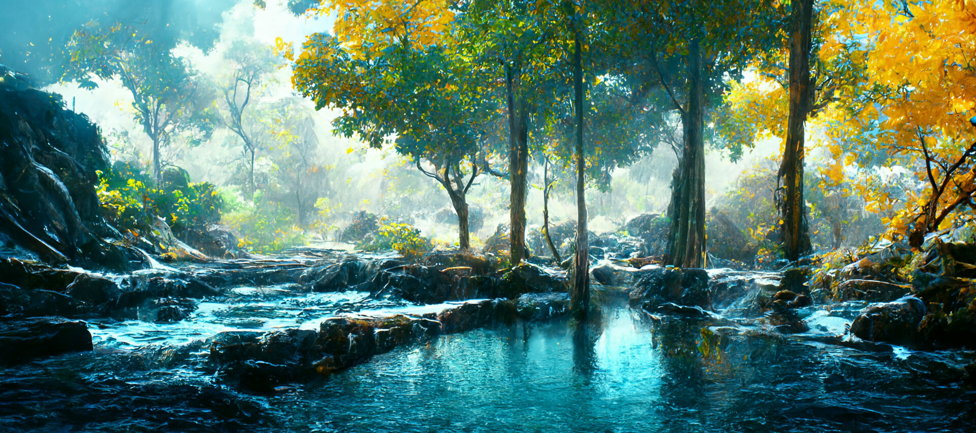 ZC - MidJourney AI Experiment - Raining Forest