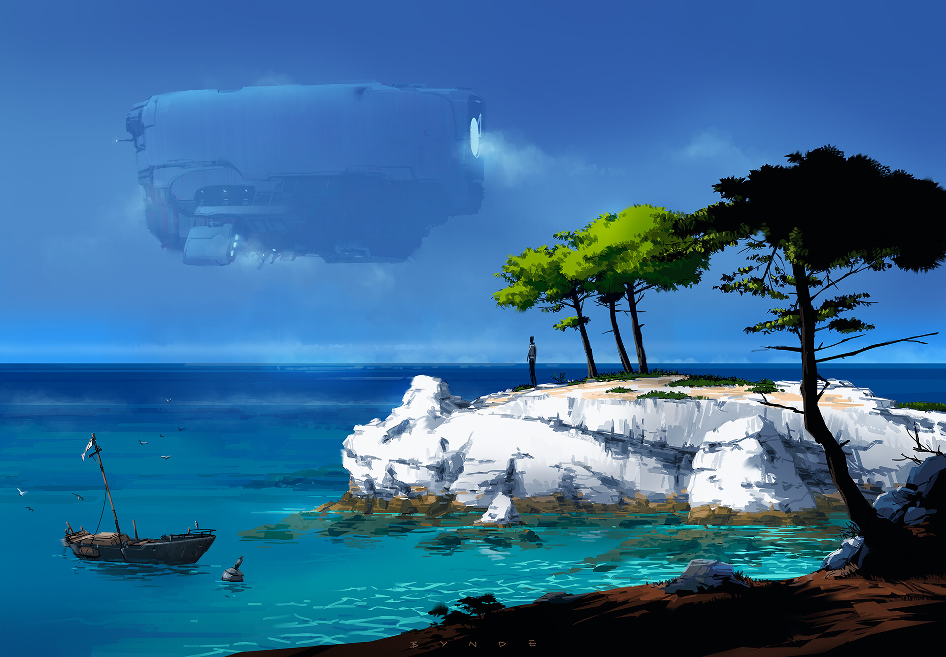 ArtStation - coastline ships