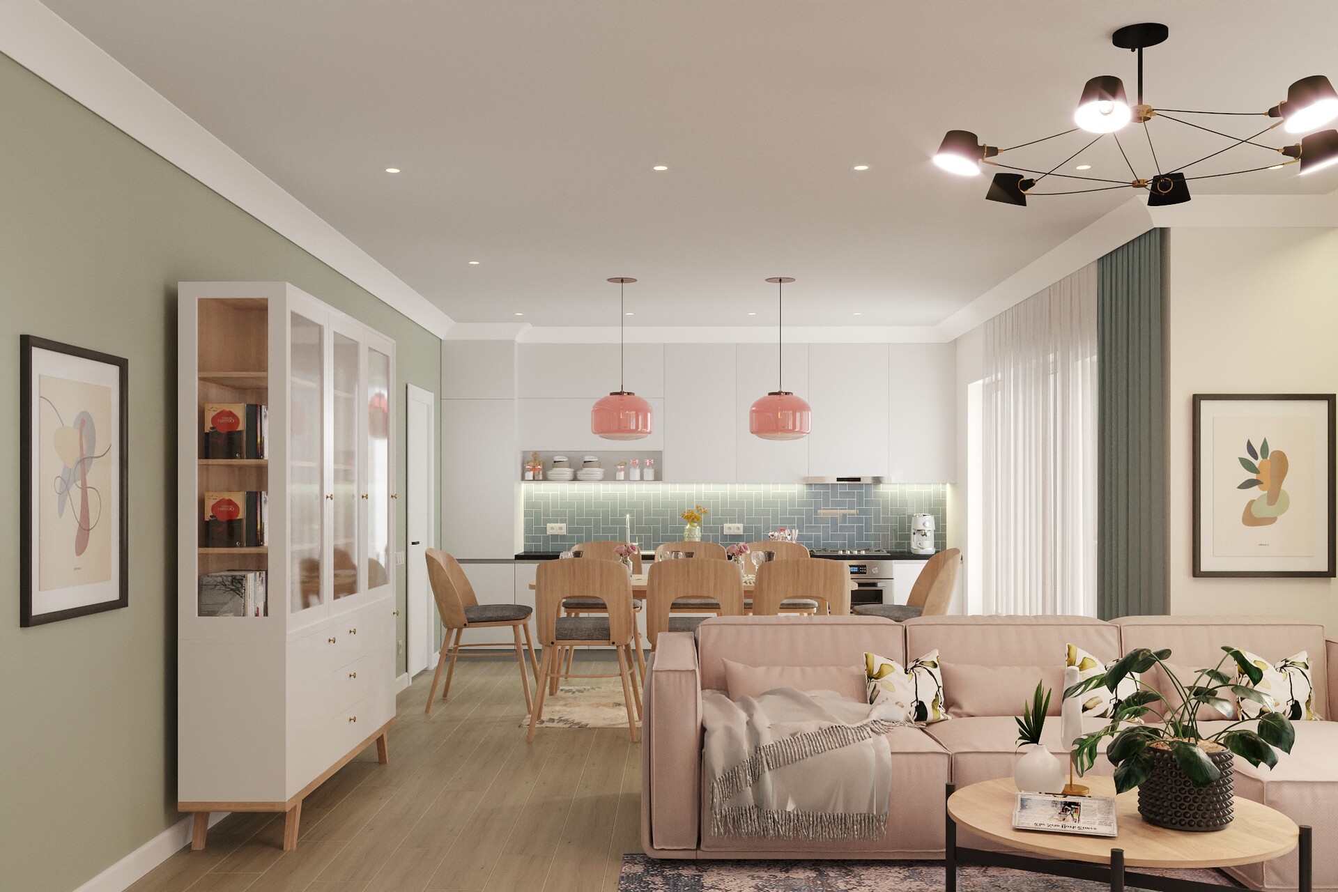 ArtStation - kitchen-living room