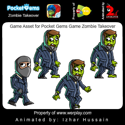 ArtStation - Game Asset - Animated Zombie Spy For Pocket Gems Game Tap ...