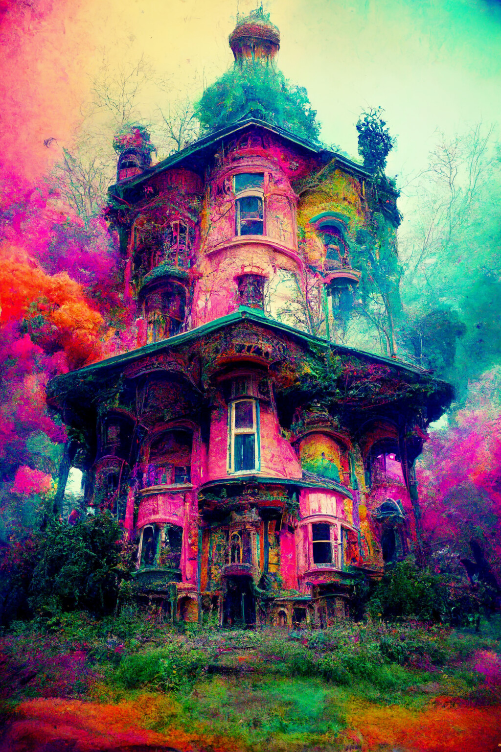 Michael Miccoli - An Old Victorian Mansion in a Psychedelic Dreamscape